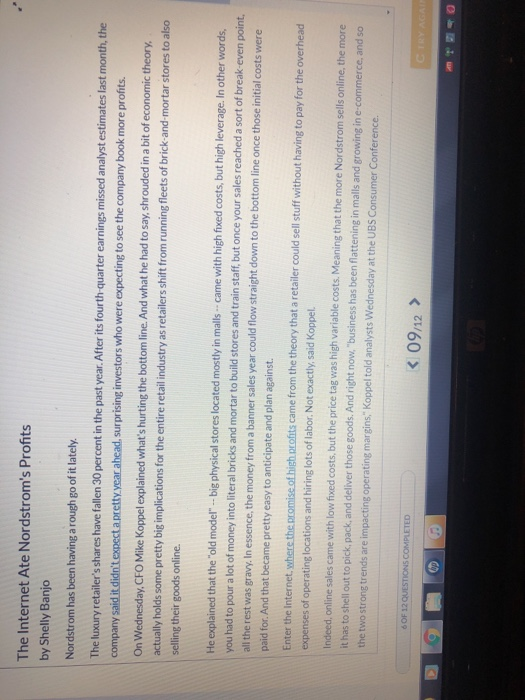 The Internet Ate Nordstrom's Profits by Shelly Banjo | Chegg.com