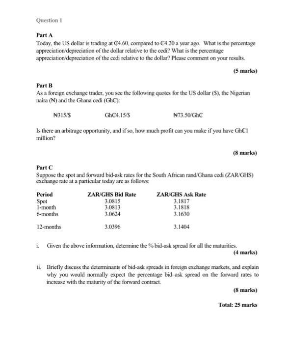 Solved Part A Today, the US dollar is trading at C4.60, | Chegg.com