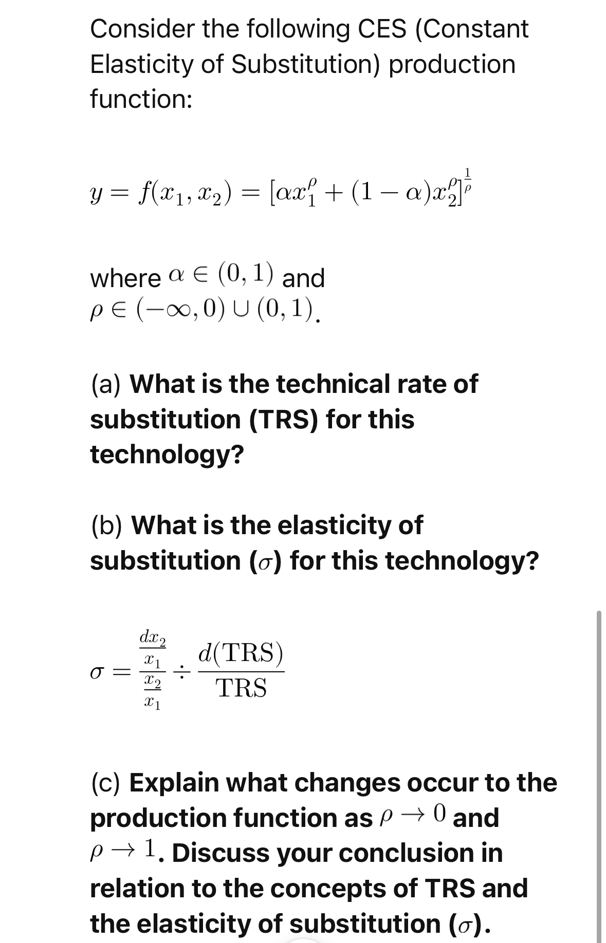Solved Consider The Following Ces Constantelasticity Of