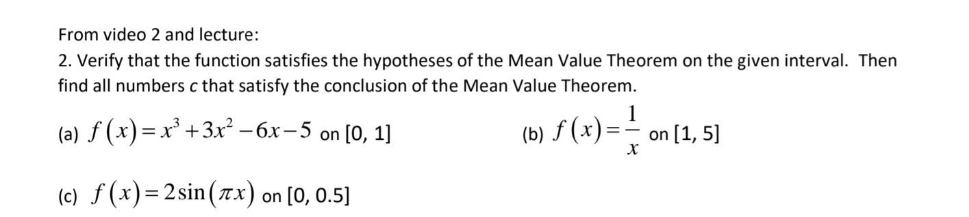 Solved From video 2 and lecture: 2. Verify that the function | Chegg.com