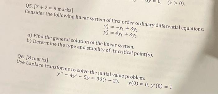 Solved Q5. [7+2=9 marks ] Consider the following linear | Chegg.com