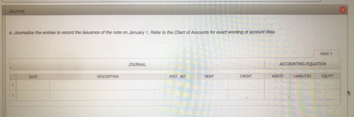 Solved Entries for notes payable Chart of Accounts Journal | Chegg.com