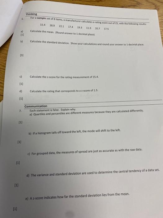 Solved b) Calculate the standard deviation. Show your | Chegg.com