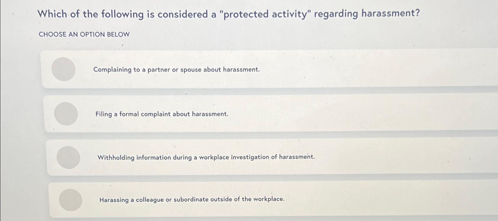 Solved Which of the following is considered a "protected | Chegg.com