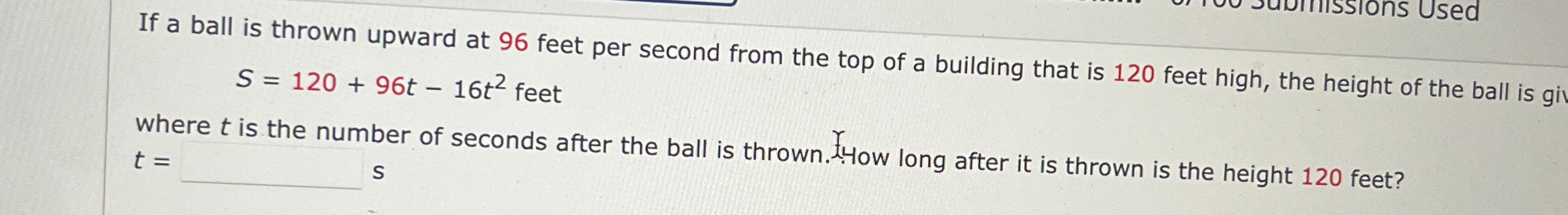 Solved If a ball is thrown upward at 96 ﻿feet per second | Chegg.com