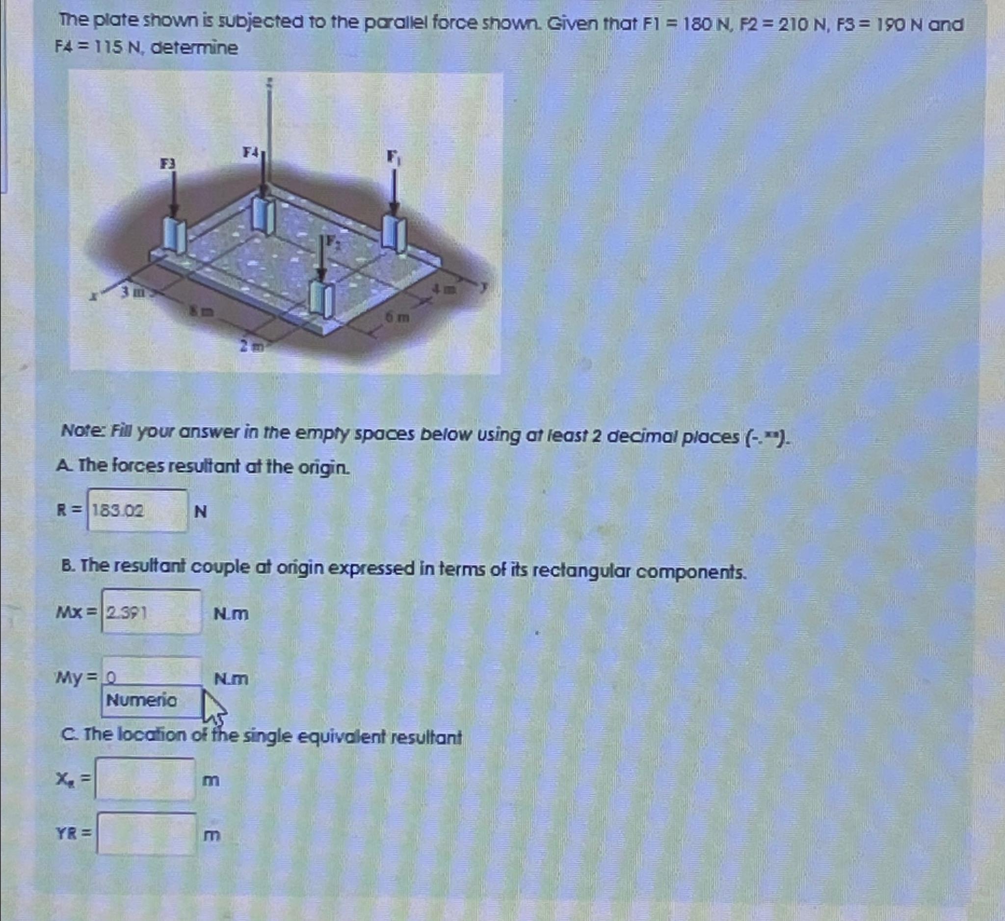 Solved The plate shown is subjected to the parallel force | Chegg.com