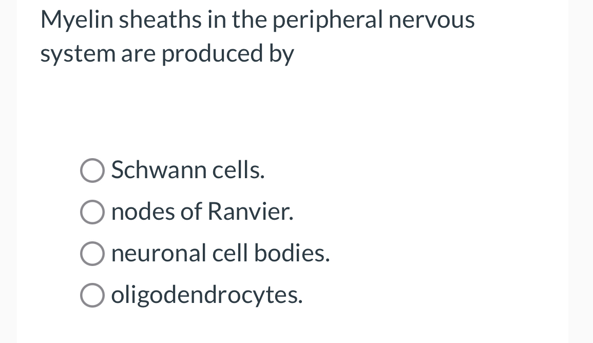 Solved Myelin sheaths in the peripheral nervous system are | Chegg.com