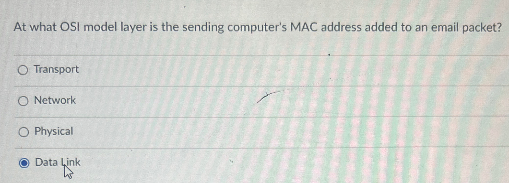 Solved At what OSI model layer is the sending computer's MAC | Chegg.com