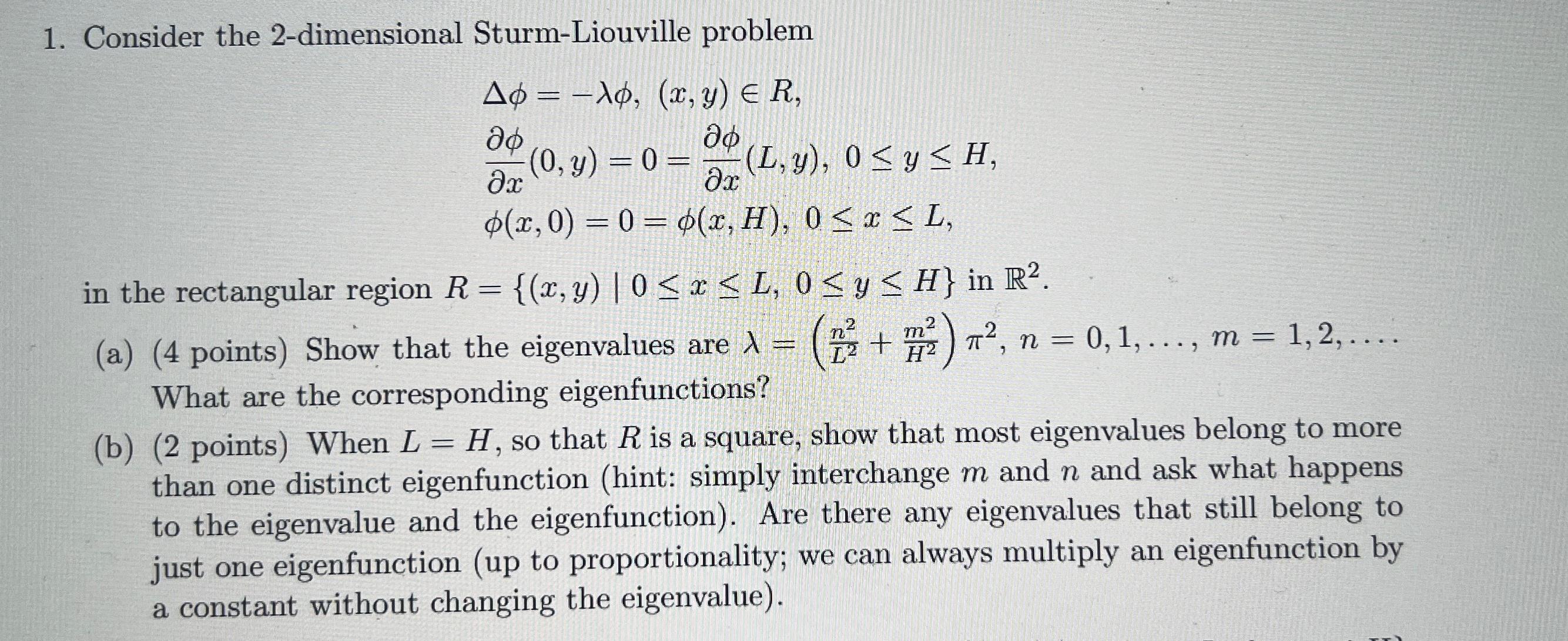 Solved Consider the 2-dimensional Sturm-Liouville | Chegg.com