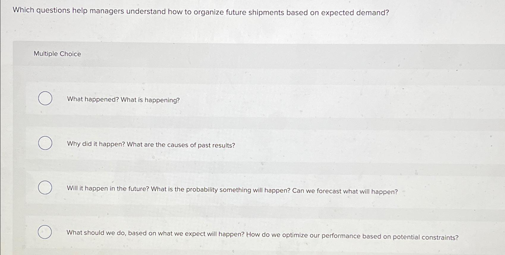 Solved Which questions help managers understand how to | Chegg.com