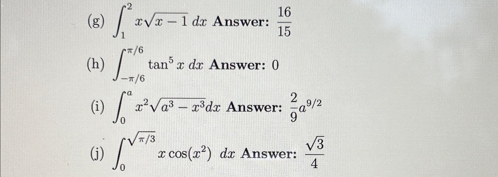 Solved Evaluate the definitie integrals:(g) ∫12xx-12dx | Chegg.com