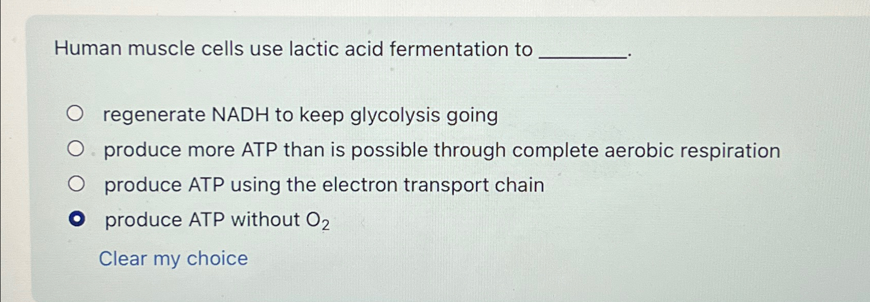 Solved Human muscle cells use lactic acid fermentation | Chegg.com