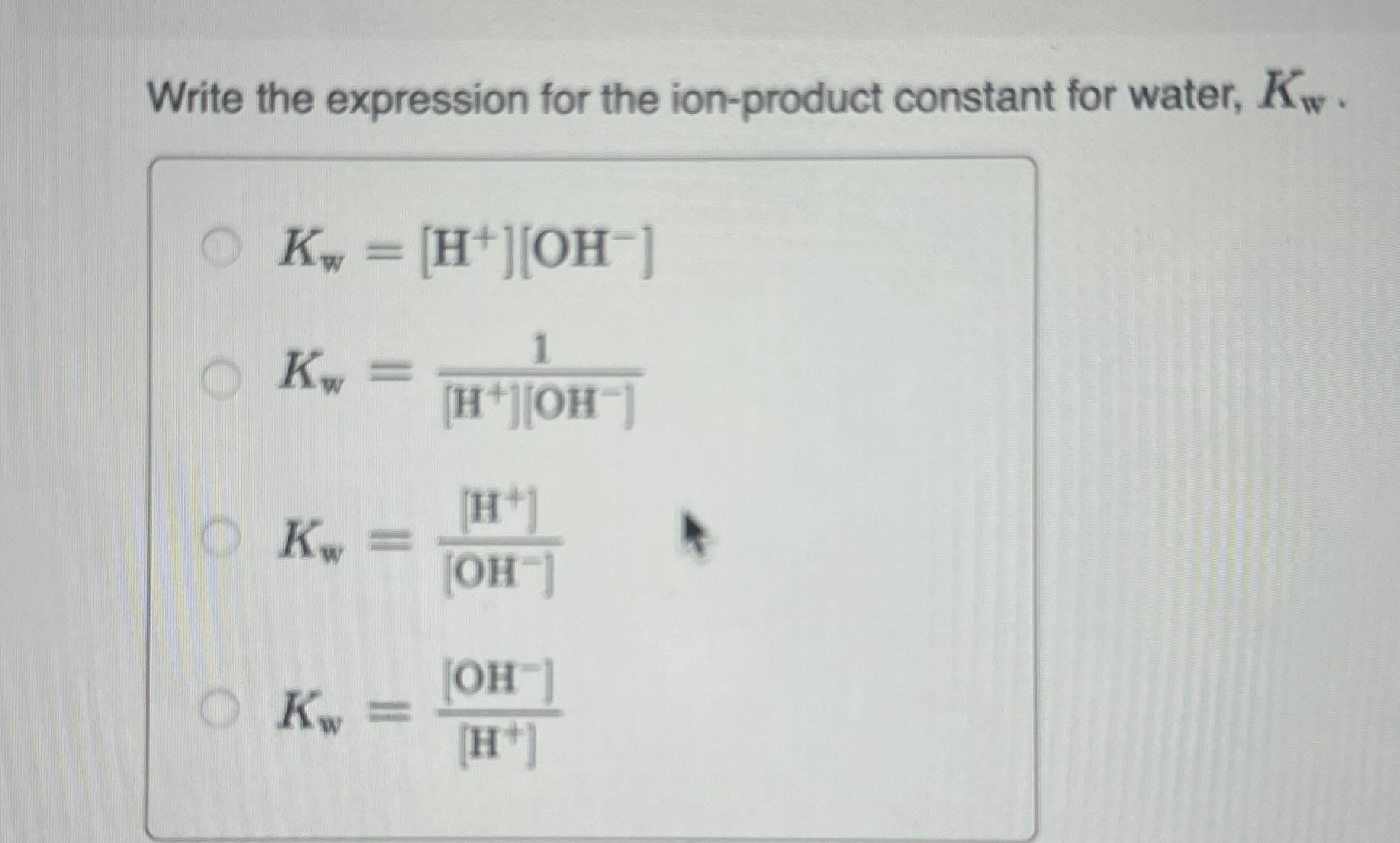 Solved Write the expression for the ion-product constant for | Chegg.com