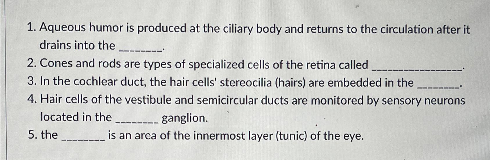 Solved Aqueous humor is produced at the ciliary body and | Chegg.com