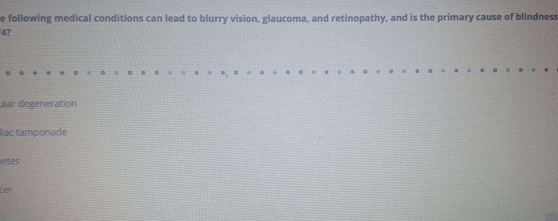 Solved e following medical conditions can lead to blurry | Chegg.com