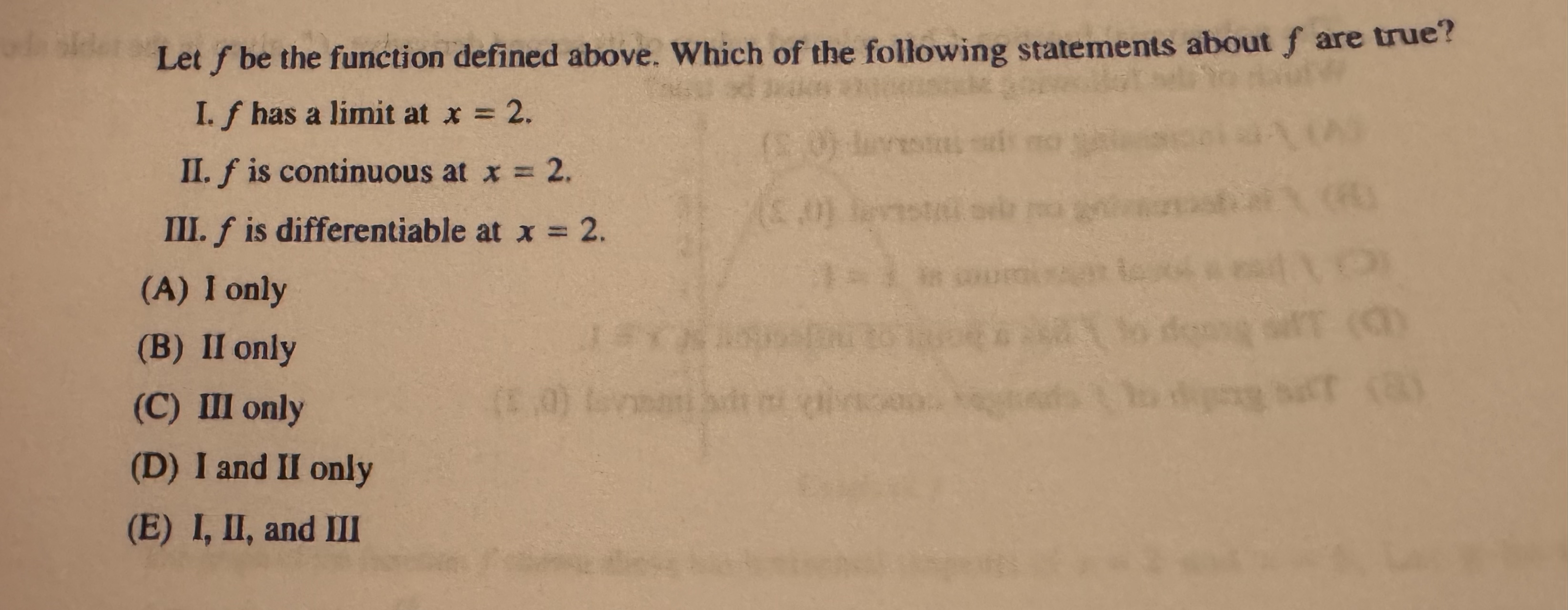 Let f ﻿be the function defined above. Which of the | Chegg.com