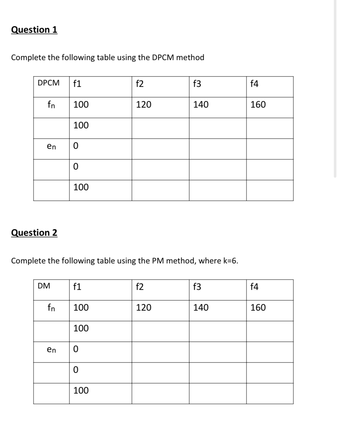 Solved in multimedia systems :Question 1Complete the | Chegg.com
