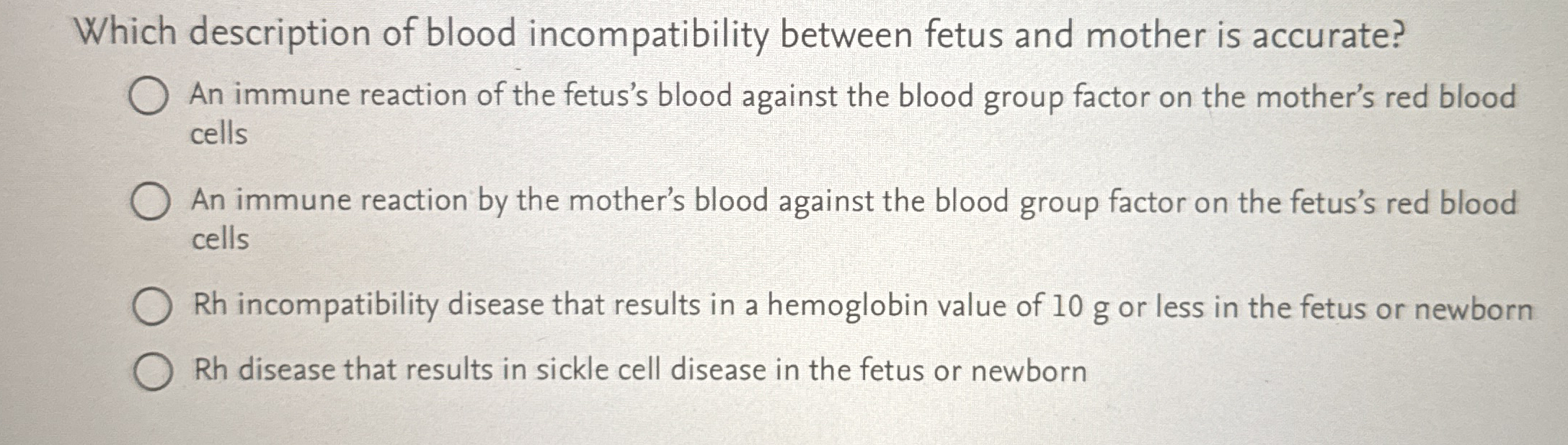 Solved Which description of blood incompatibility between | Chegg.com