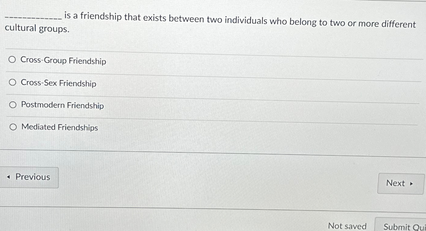 Solved is a friendship that exists between two individuals | Chegg.com