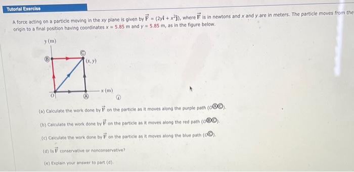 Solved A force acting on a particle moving in the xy plane | Chegg.com