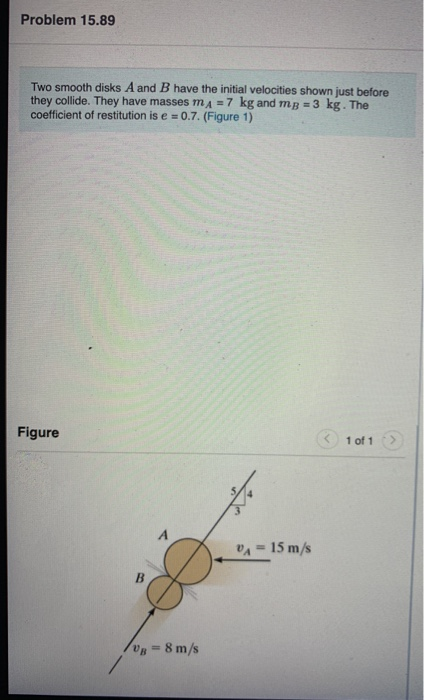 Solved Problem 15.89 Two smooth disks A and B have the | Chegg.com