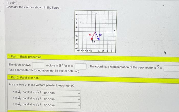 Solved (1 point) Consider the vectors shown in the figure. - | Chegg.com
