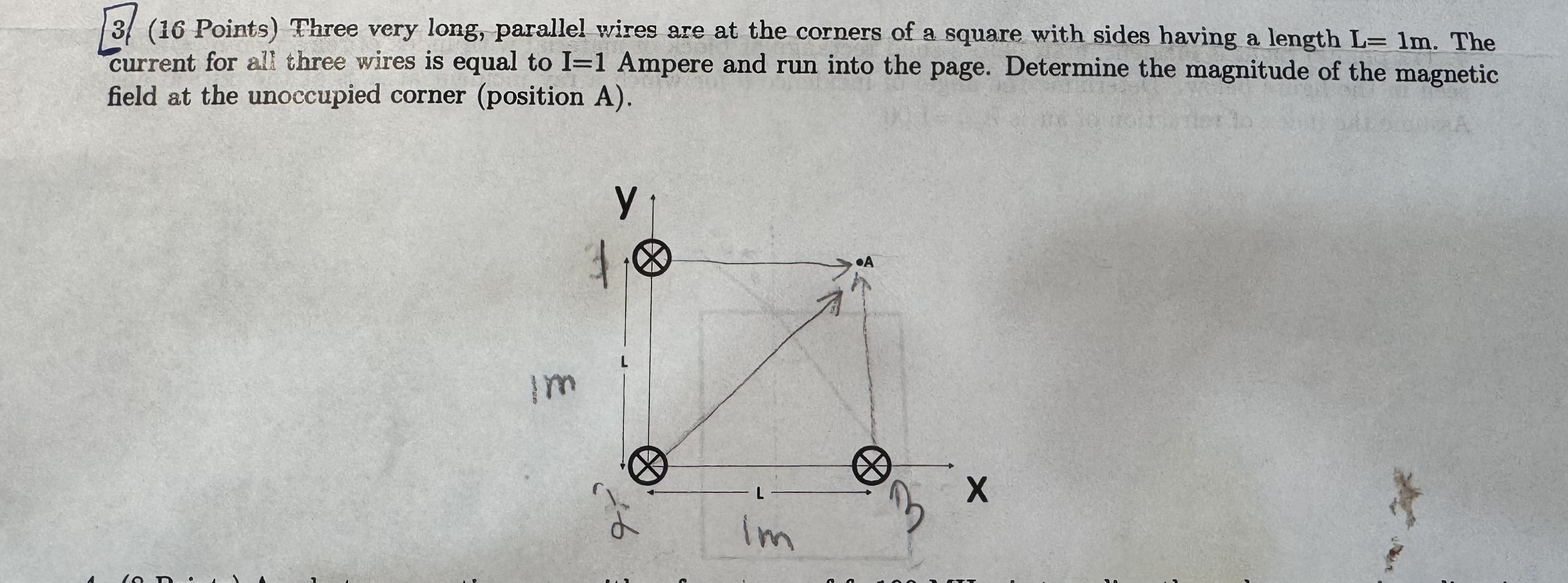 Solved (16 ﻿Points) ﻿Three very long, parallel wires are at | Chegg.com