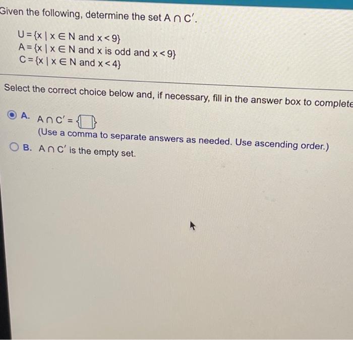 Solved Given the following, determine the set Anc'. U = | Chegg.com
