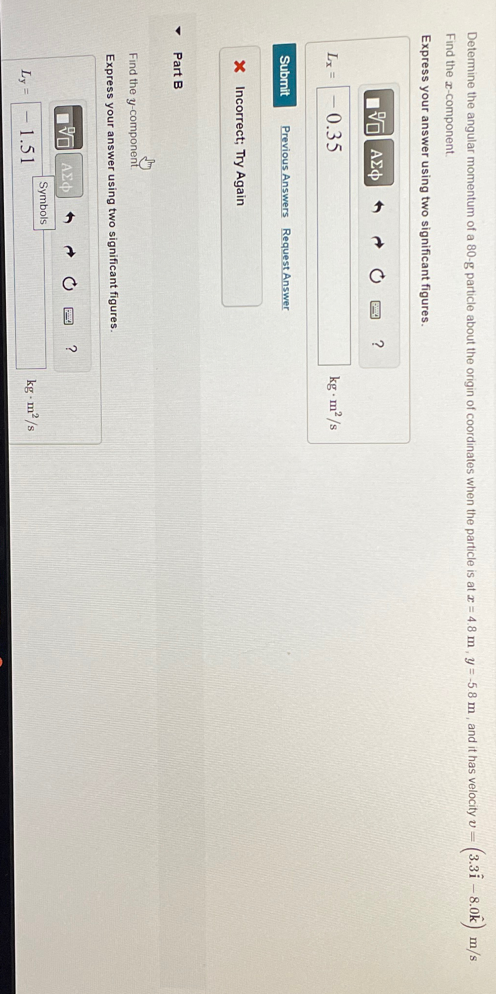 Solved Determine the angular momentum of a 80-g ﻿particle | Chegg.com