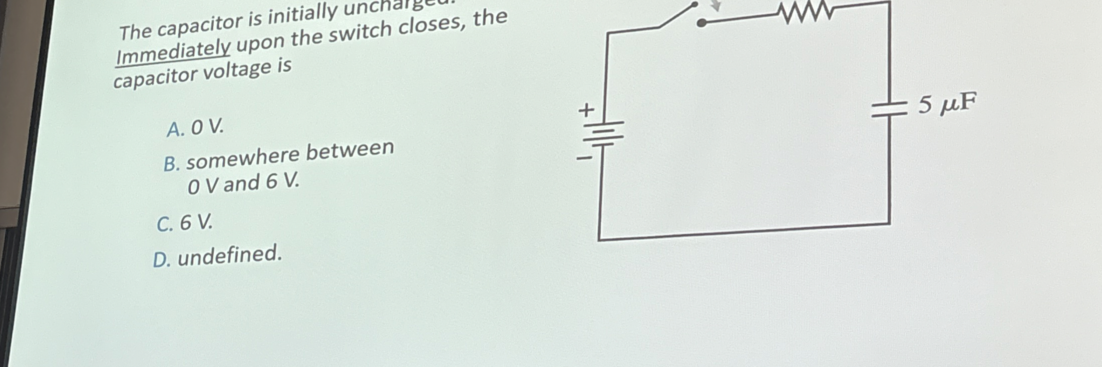 Solved The capacitor is initially uncharg Immediately upon | Chegg.com