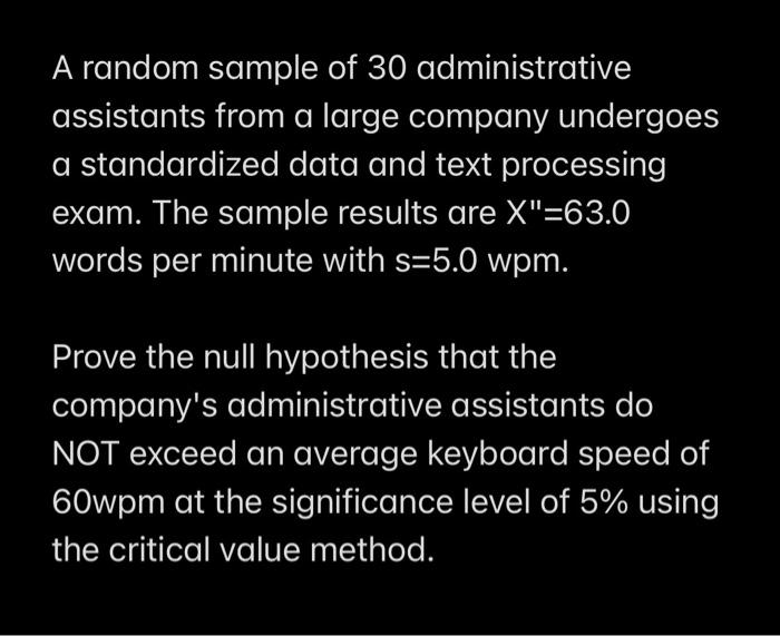 Solved A random sample of 30 administrative assistants from | Chegg.com
