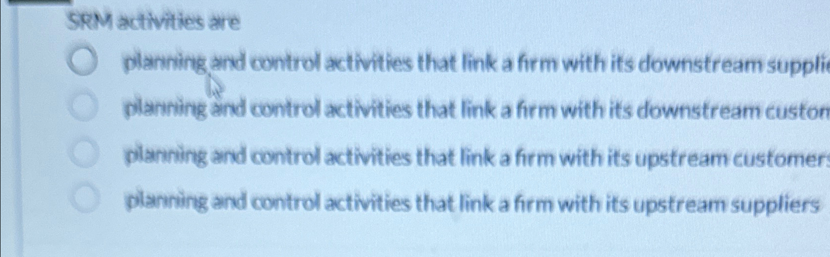 Solved SRM activities areplanning and control activities | Chegg.com