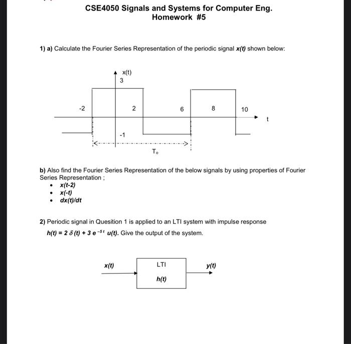Solved CSE4050 Signals and Systems for Computer Eng. | Chegg.com