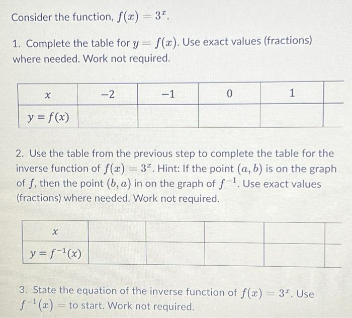 Solved Consider The Function F X 3 1 Complete The