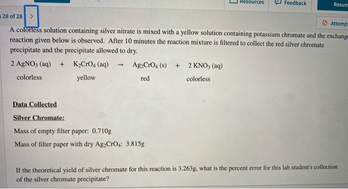 Solved A colorless solution containing silver nitrate is | Chegg.com