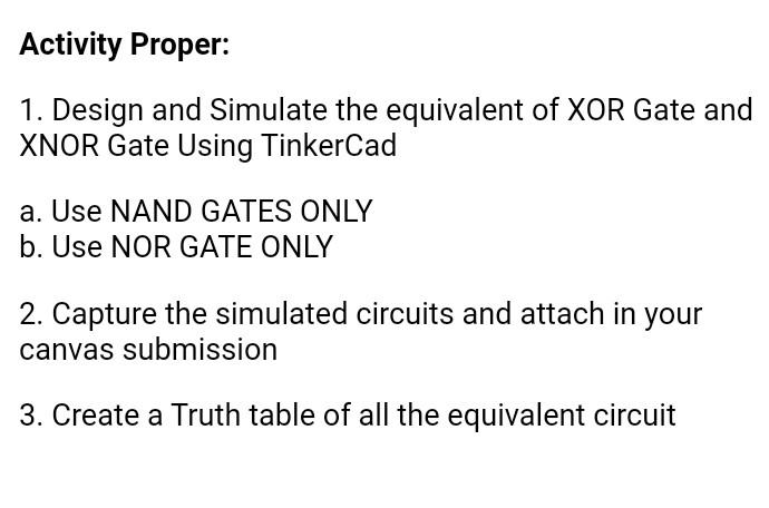 Solved 1. Design and Simulate the equivalent of XOR Gate and | Chegg.com