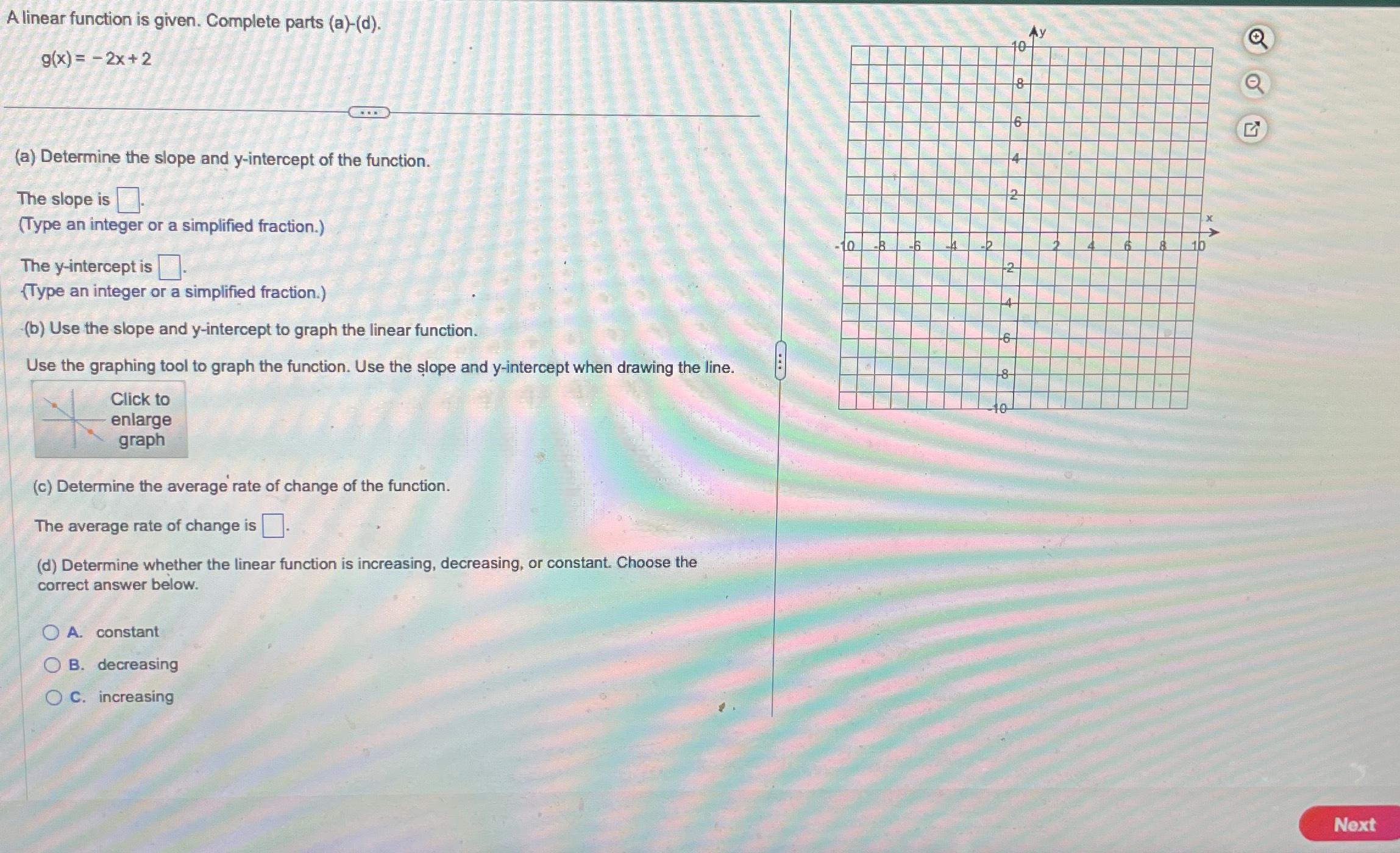 Solved A linear function is given. Complete parts | Chegg.com