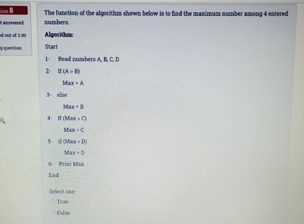Solved Lion 8 The function of the algorithm shown below is | Chegg.com