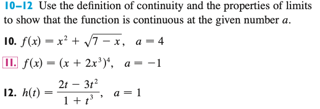 Solved I0-I2 ﻿Use the definition of continuity and the | Chegg.com