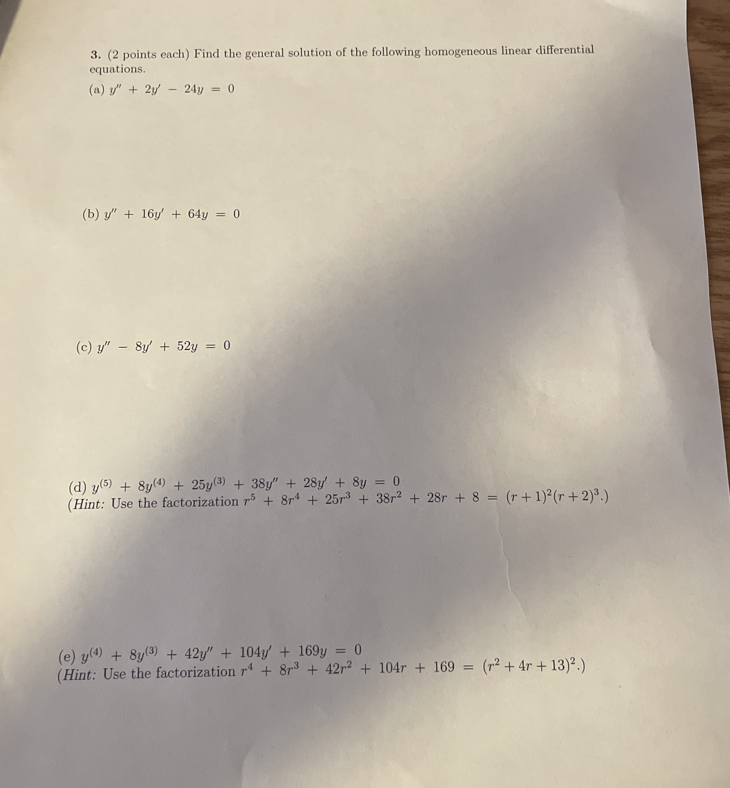 Solved Find the general solution of the following | Chegg.com