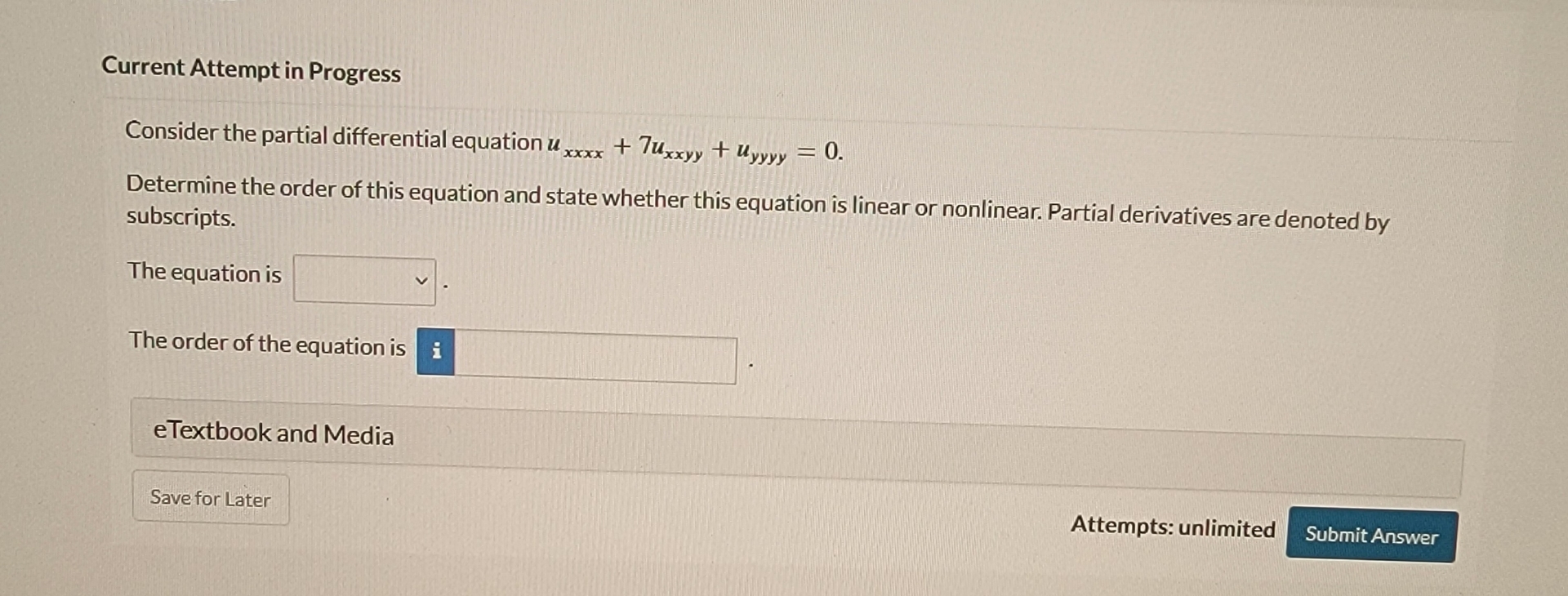 Solved Current Attempt in ProgressConsider the partial | Chegg.com