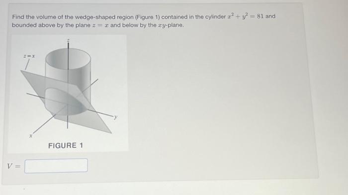 Solved Find the volume of the wedge-shaped region (Figure 1) | Chegg.com