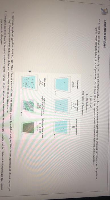 Solved Calculations using ppb On a sheet of paper, solve the | Chegg.com