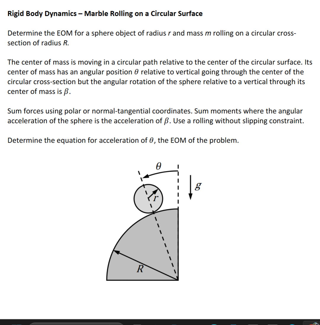 Solved Rigid Body Dynamics - ﻿Marble Rolling on a Circular | Chegg.com