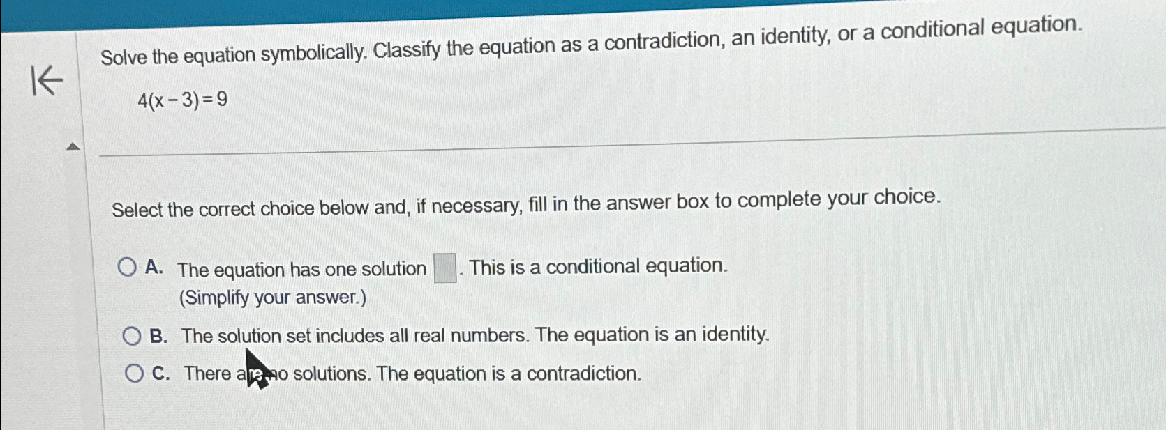 Solved Solve the equation symbolically. Classify the | Chegg.com