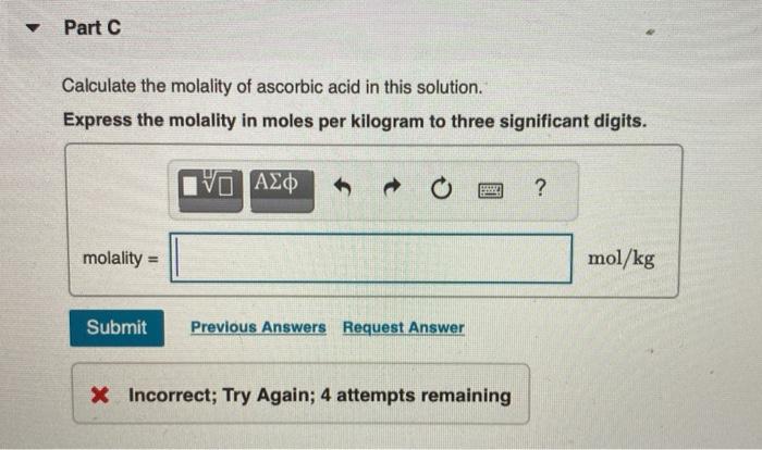 Solved Ascorbic acid (vitamin C, C6H806) is a water-soluble | Chegg.com