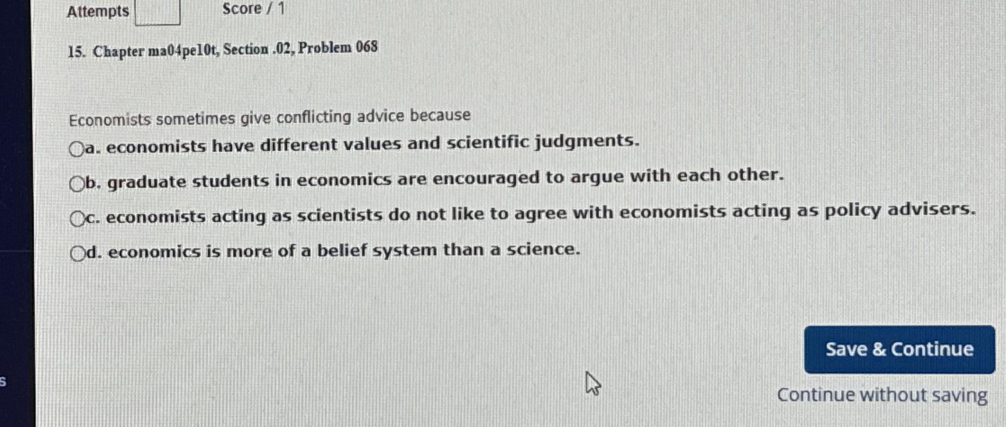 Solved AttemptsScore ?115. ﻿Chapter ma04pel0t, ﻿Section | Chegg.com
