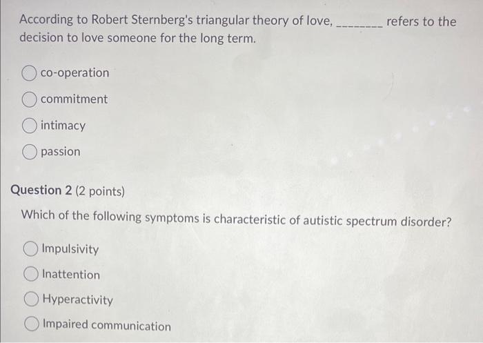 Solved According to Robert Sternberg's triangular theory of | Chegg.com