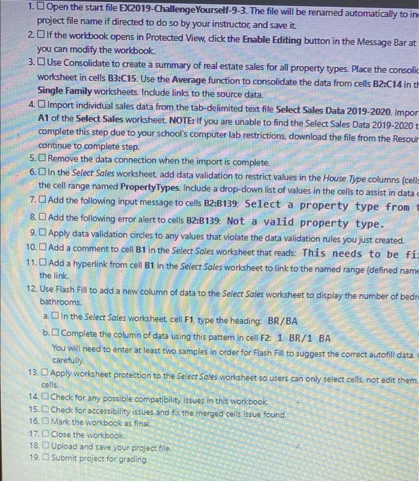 Solved 1. Open the start file EX2019-Challenge Yourself-9-3. | Chegg.com