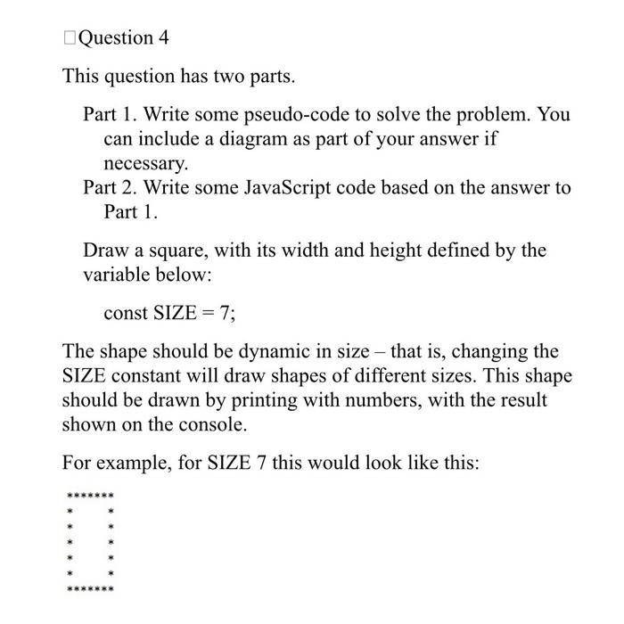 Solved Question 4 This question has two parts. Part 1. Write | Chegg.com